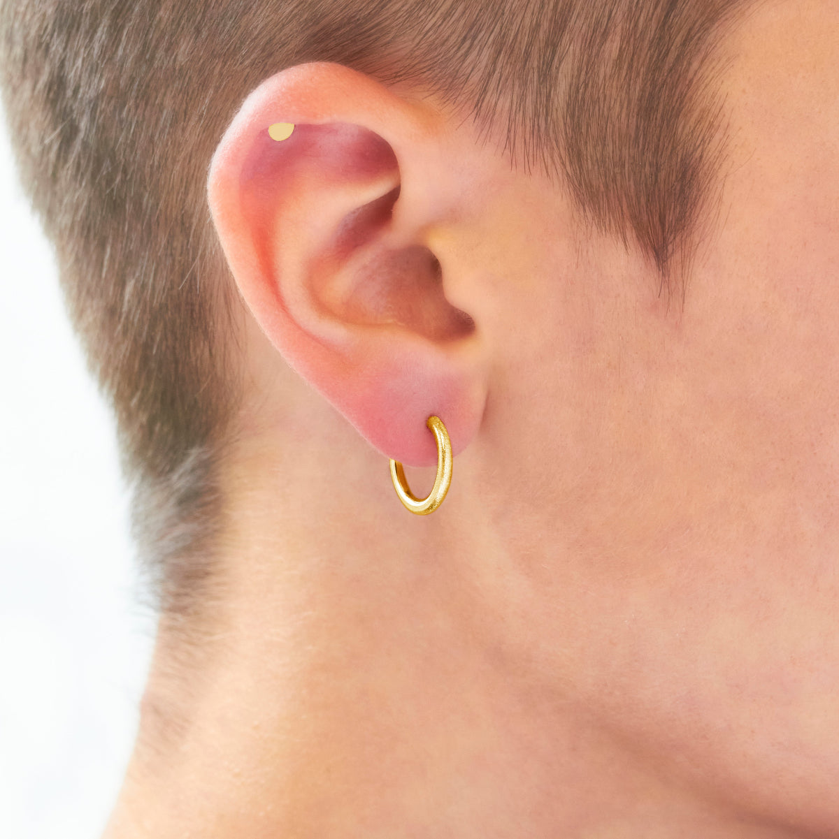 18ct Gold Vermeil Huggie Stacking Hoop Frosted Earrings – Emma White ...