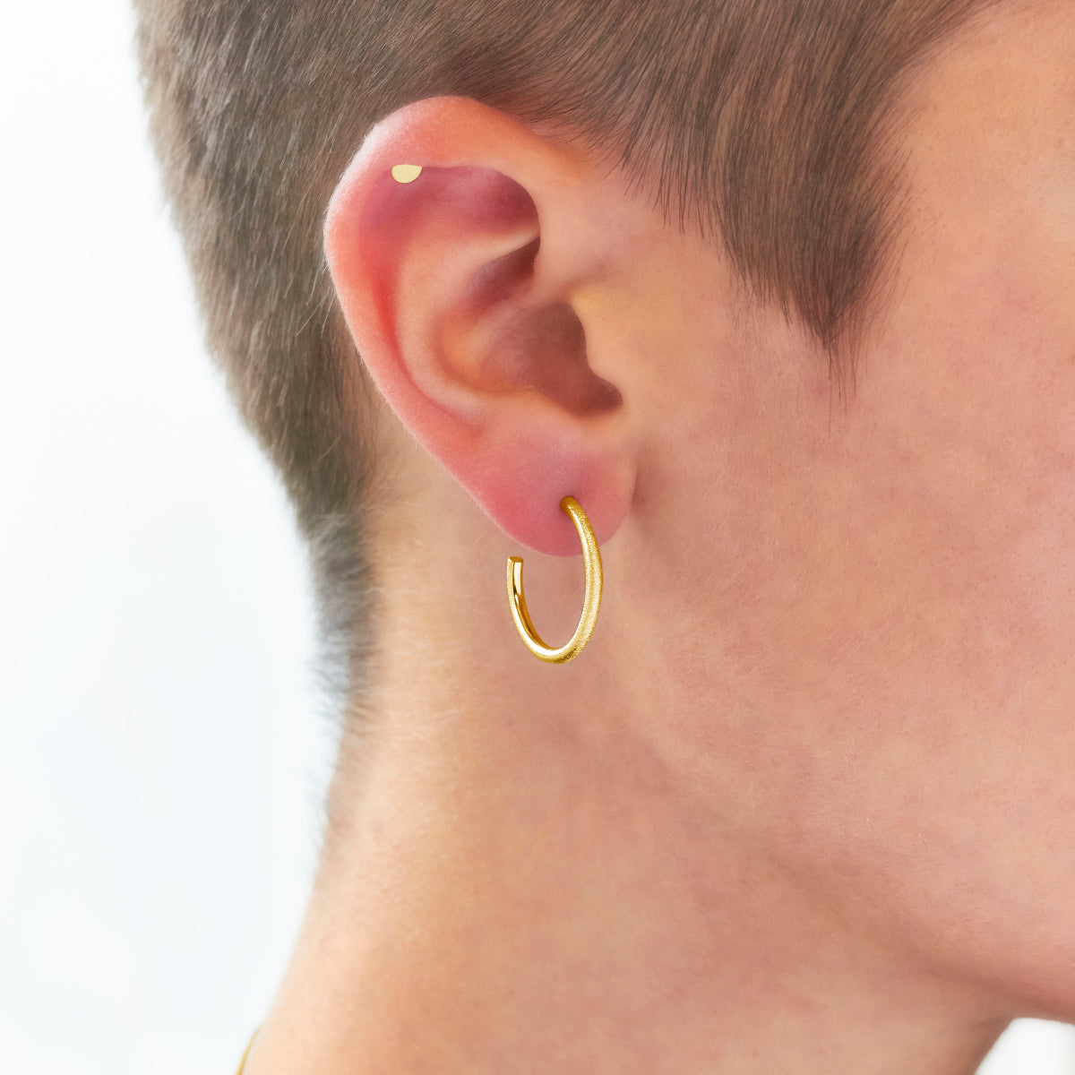 18ct Gold Vermeil Mini Stacking Hoop Frosted Earrings – Emma White ...