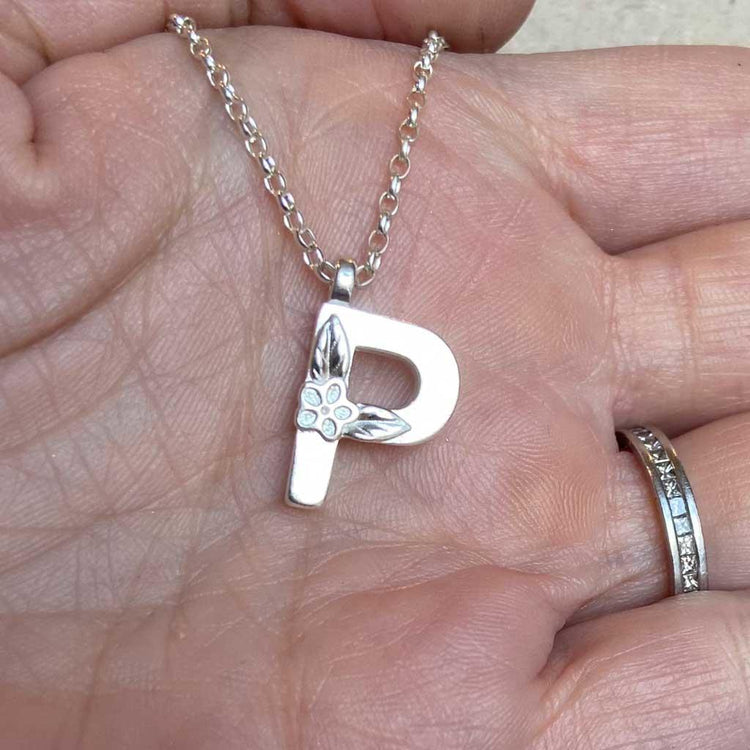 Silver Initial Pendant Necklace - Letter P – Emma White & The Jewellery ...